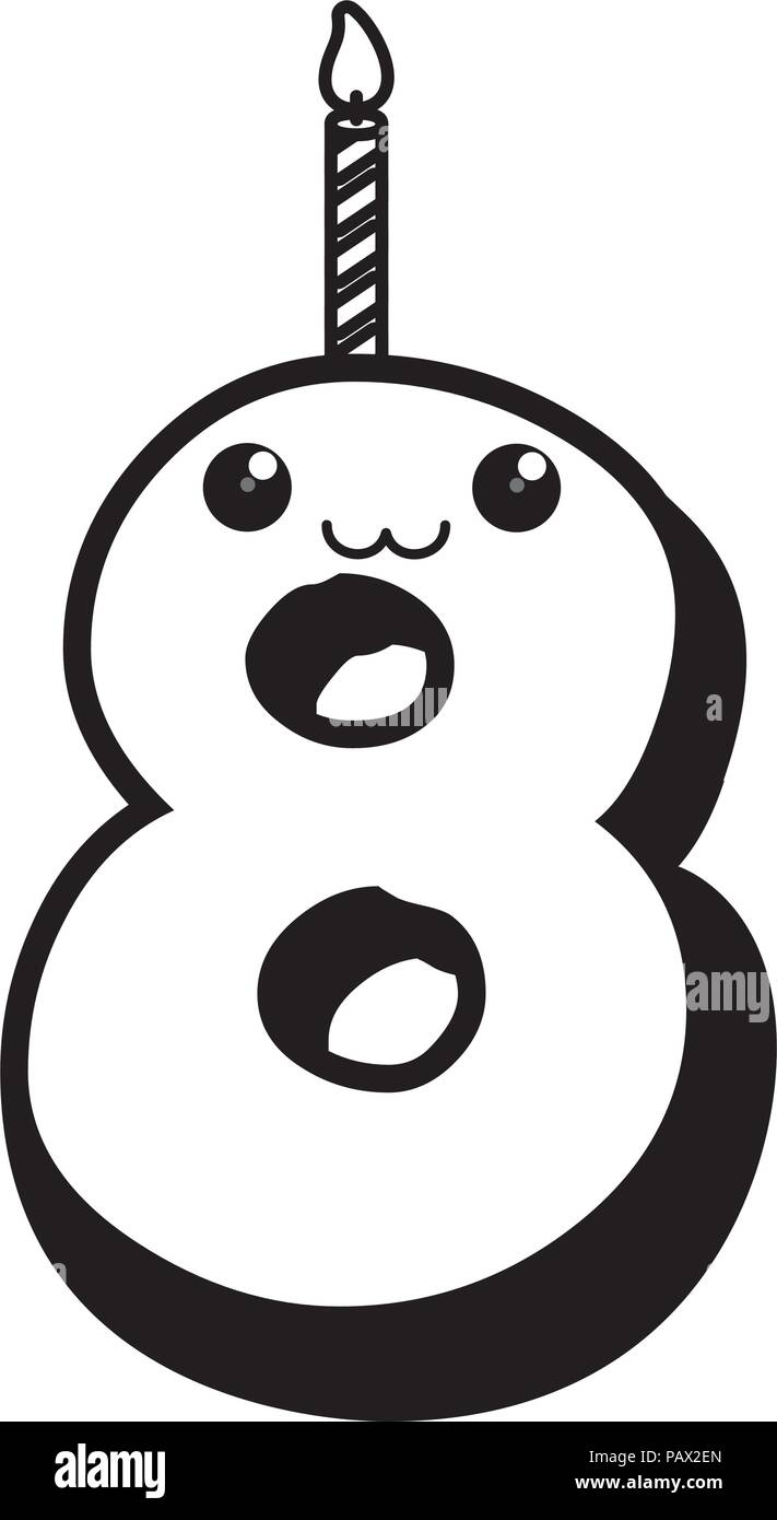 cute birthday number eight icon over white background, vector ...