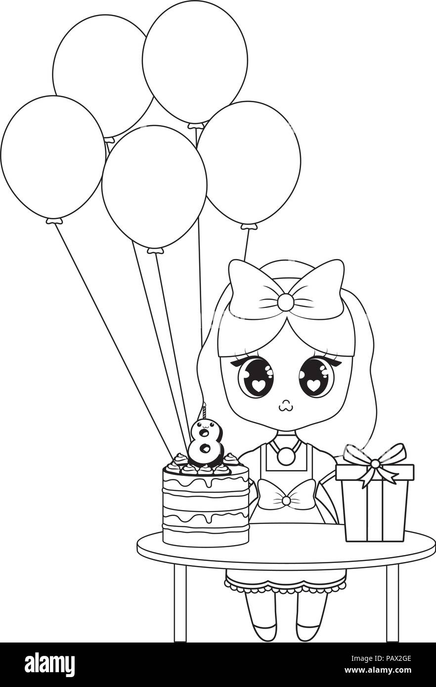 Anime Birthday Cake Drawing