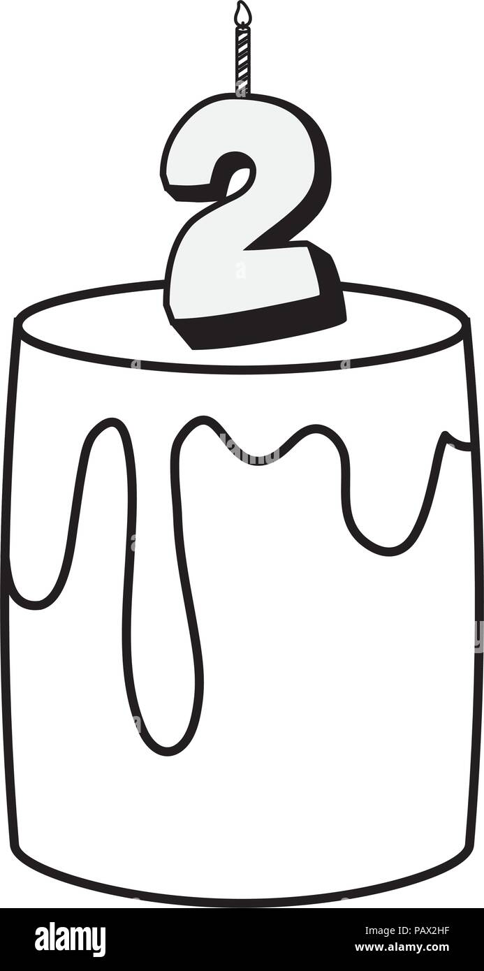 Birthday cake with number two candle over white background, vector ...