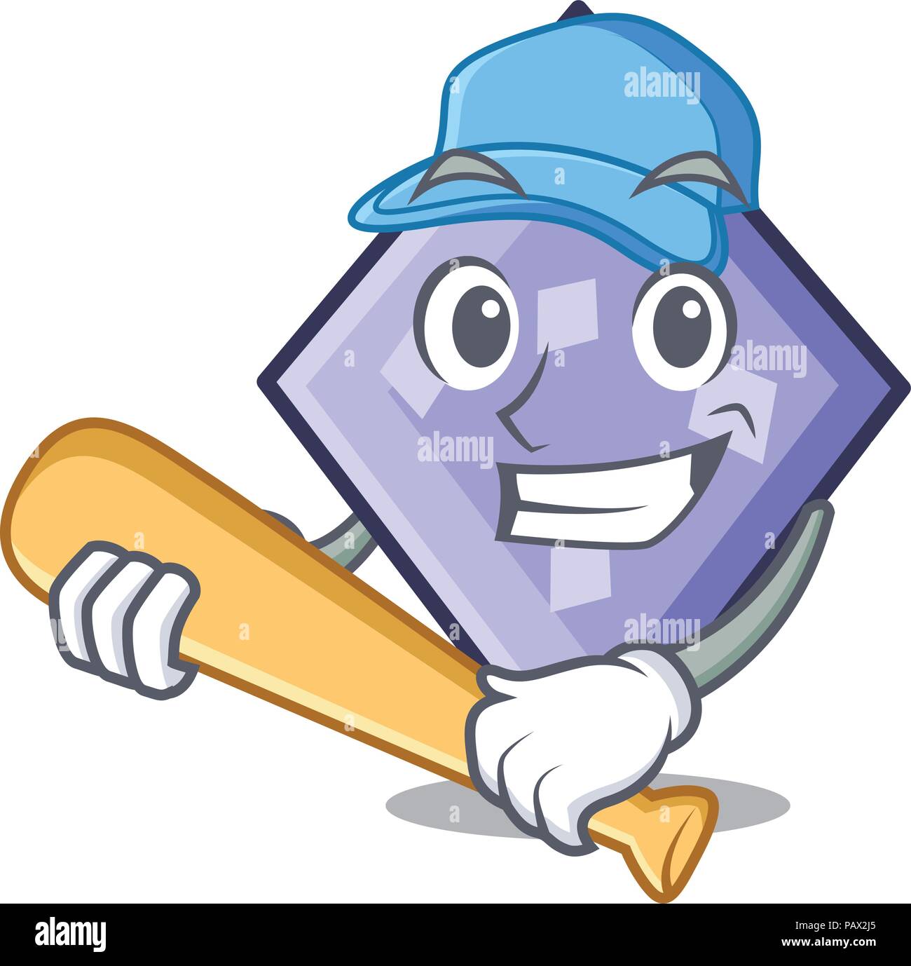 Playing baseball rhombus character cartoon style Stock Vector Image ...