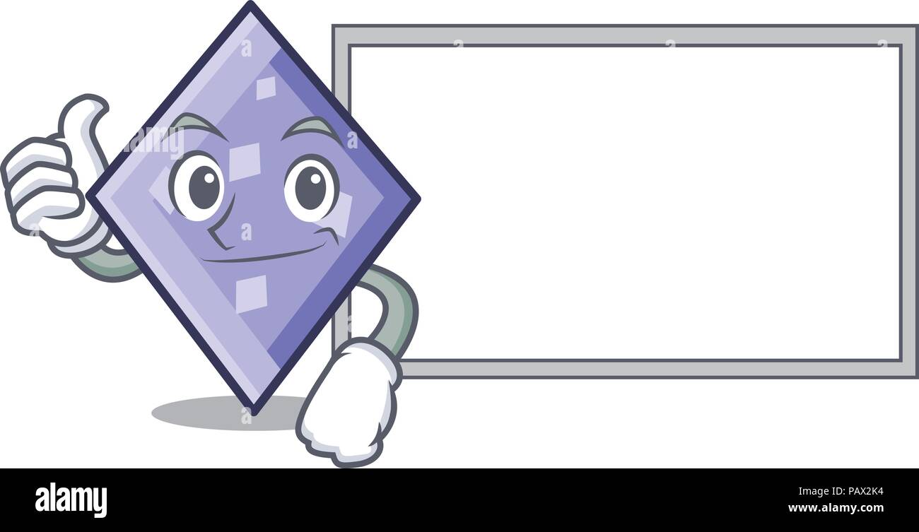 Thumbs up with board rhombus character cartoon style Stock Vector Image ...
