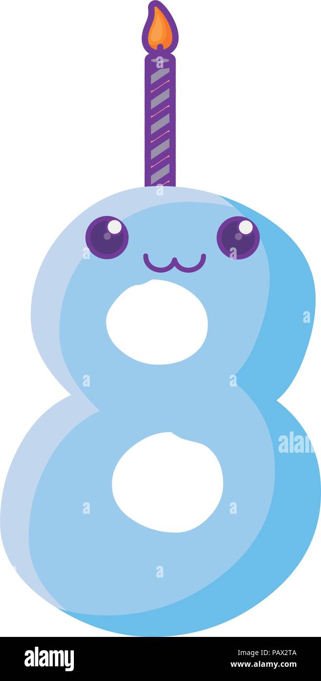 cute birthday number eight icon over white background, vector ...