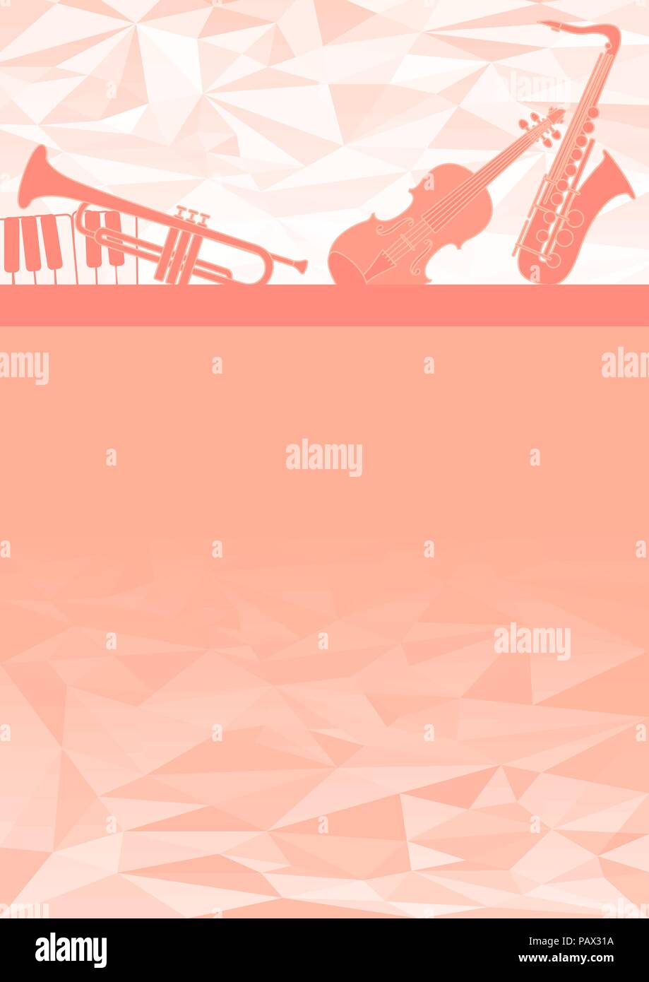 Layout template with Musical instruments and triangle background. EPS10 ...