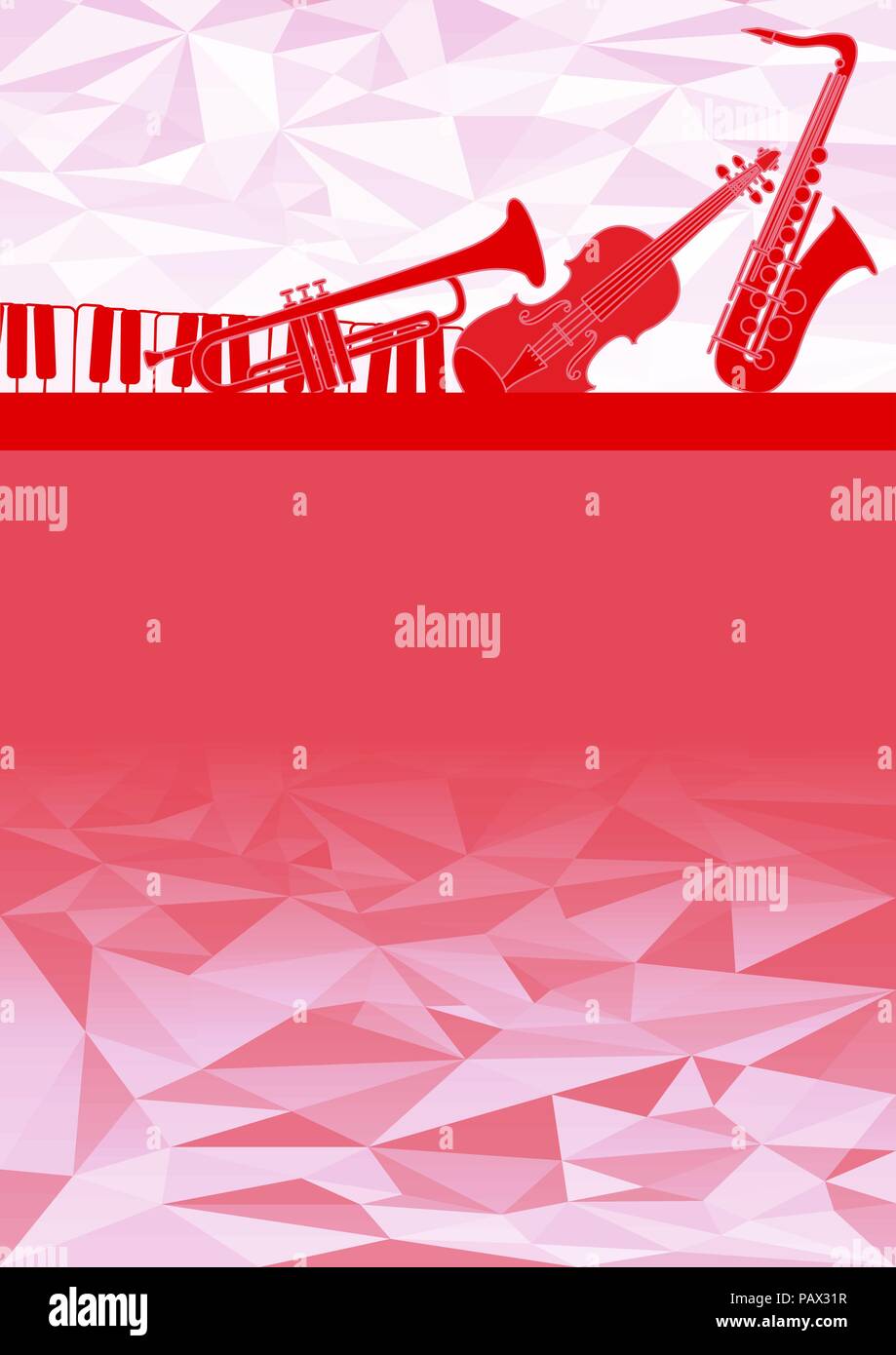 Layout template with Musical instruments and triangle background. EPS10 ...
