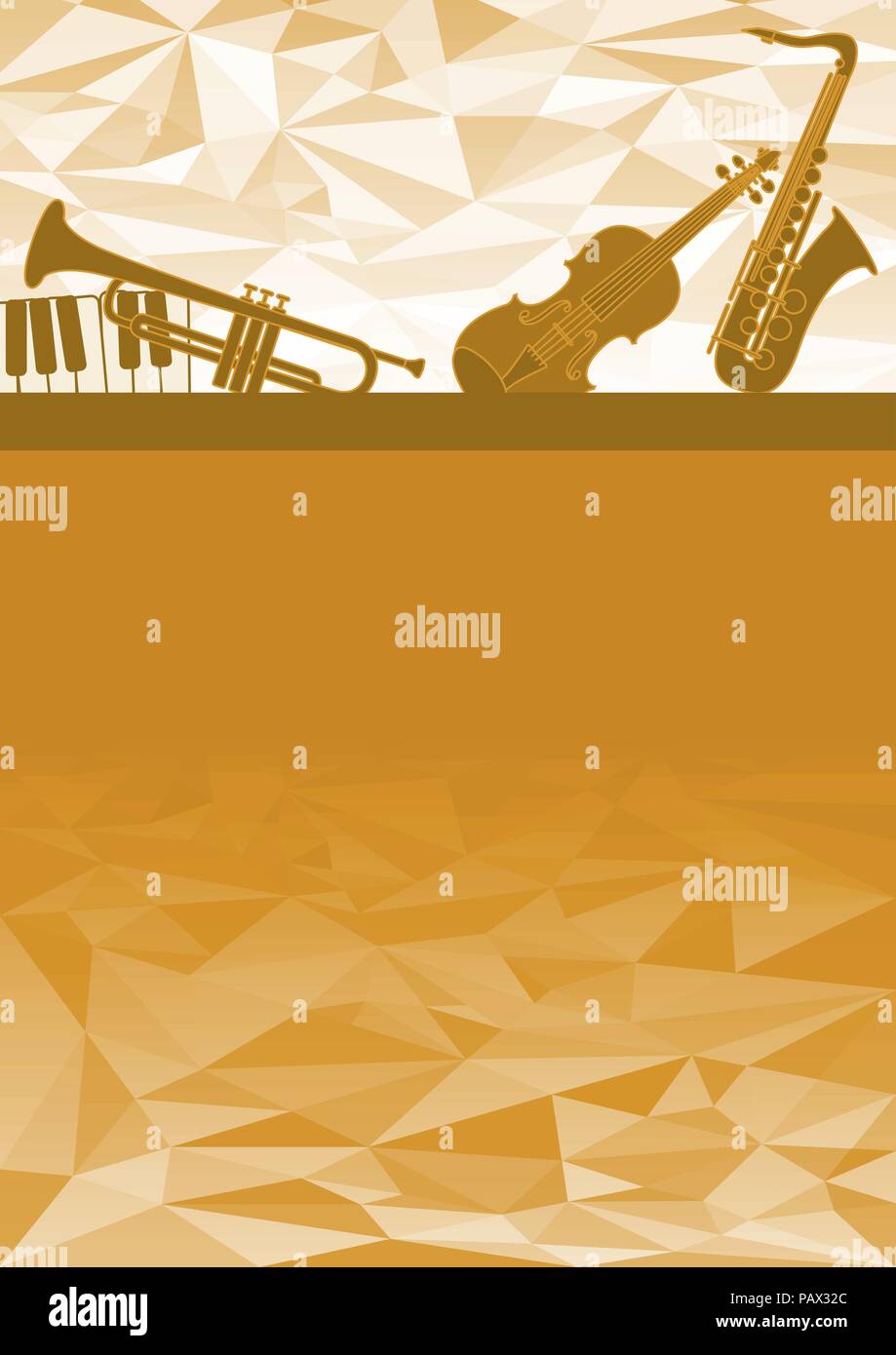Layout template with Musical instruments and triangle background. EPS10 ...