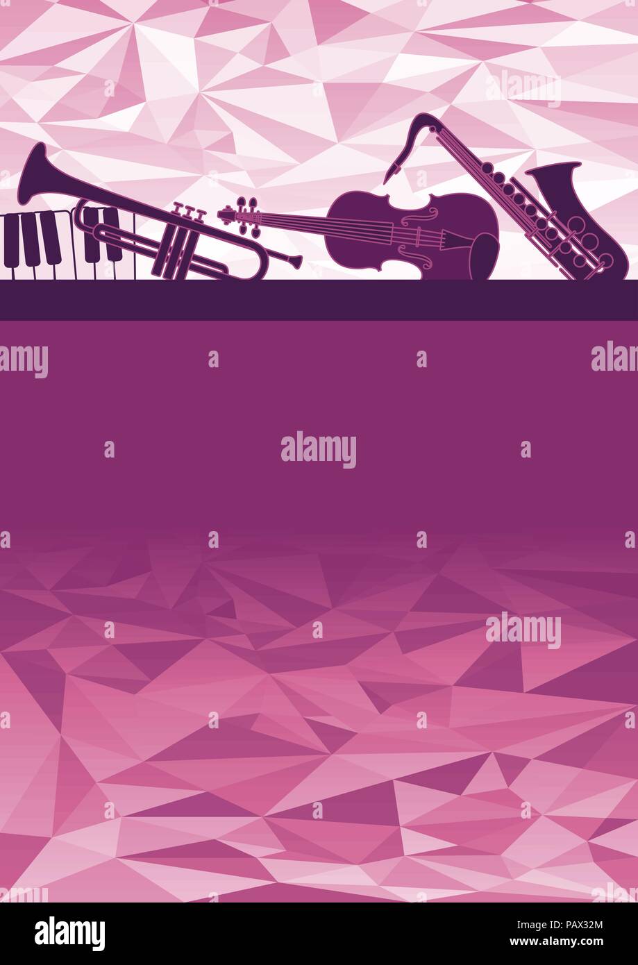 Layout template with Musical instruments and triangle background. EPS10 ...