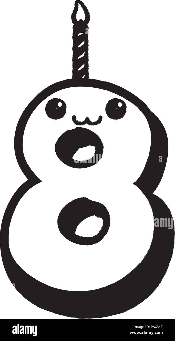 cute birthday number eight icon over white background, vector ...