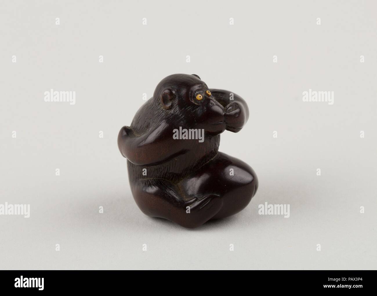 Netsuke of Monkey with One Hand over Mouth, the Other Behind His Back ...