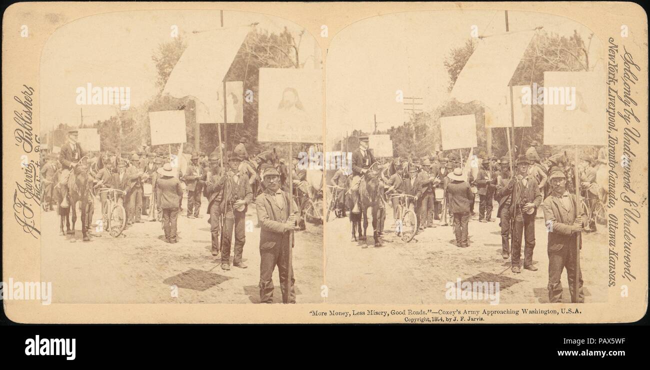 [Pair of Stereograph Views of General Jacob S. Coxey's Army of the ...