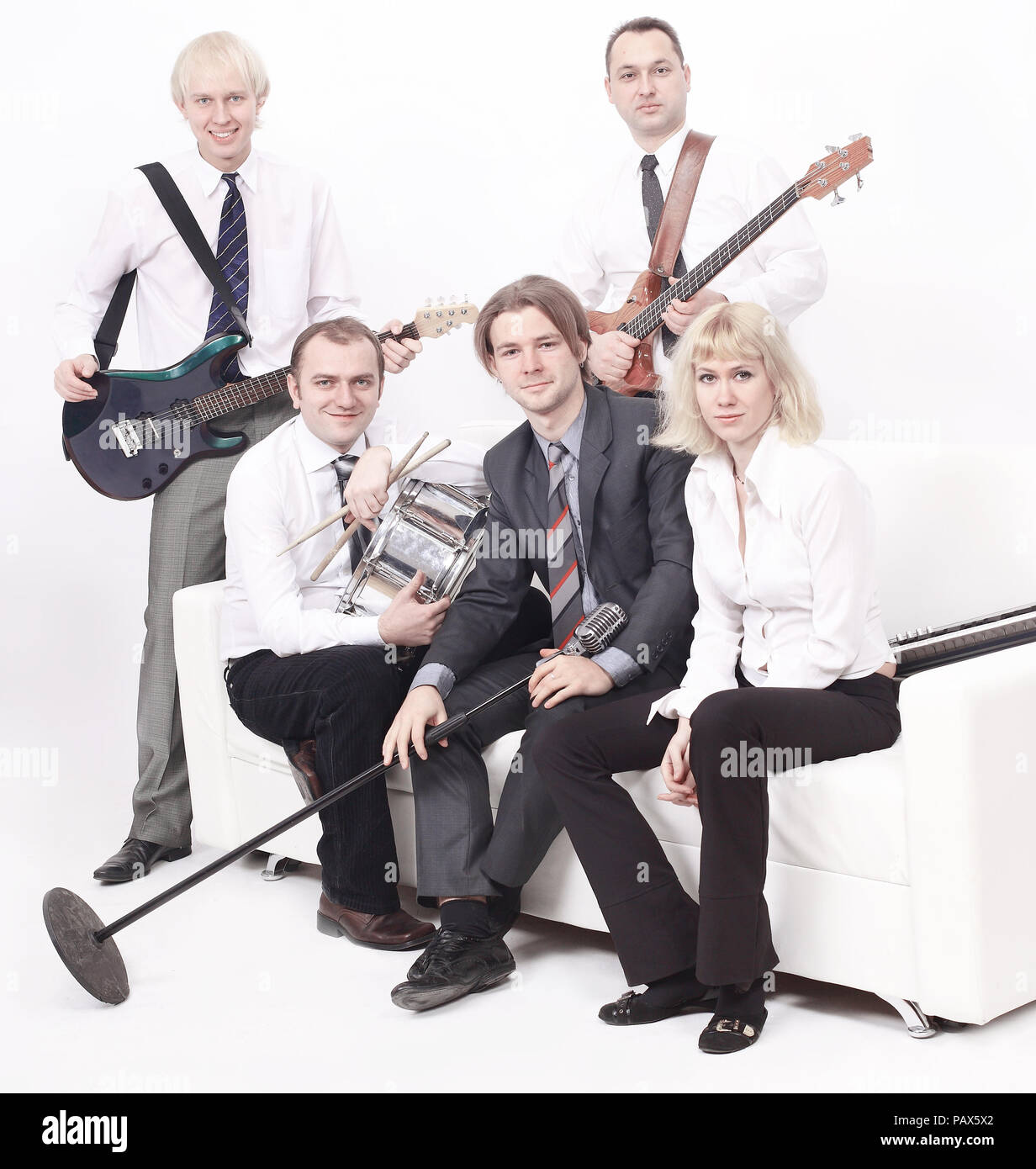 stylish band with instruments.isolated on a white background Stock ...