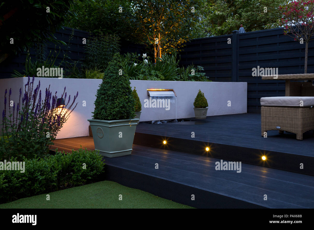 Lighting elements on composite decking, a waterblade and a multi ...