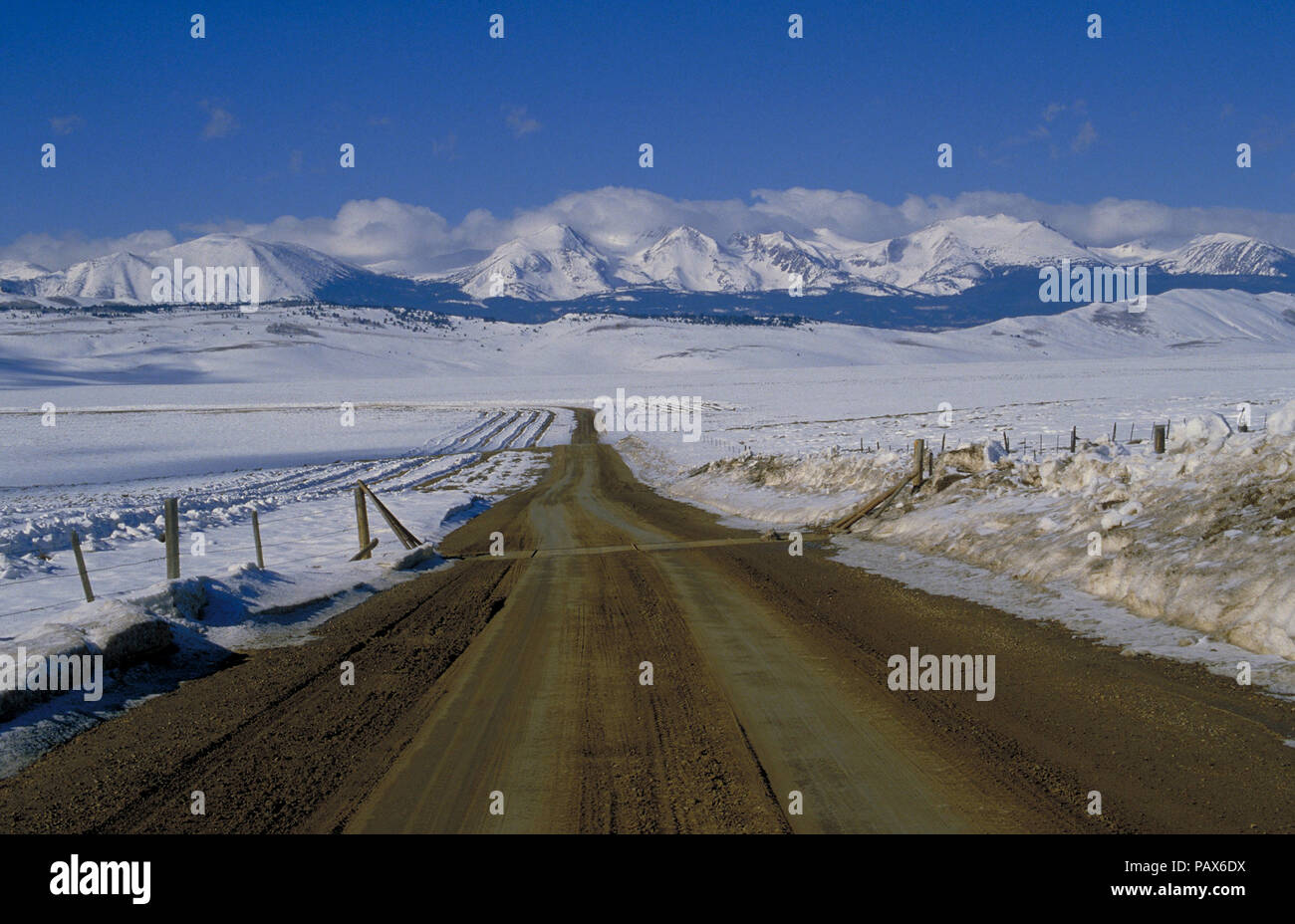 Dirt road in snowy Northpark, Colorado Stock Photo - Alamy