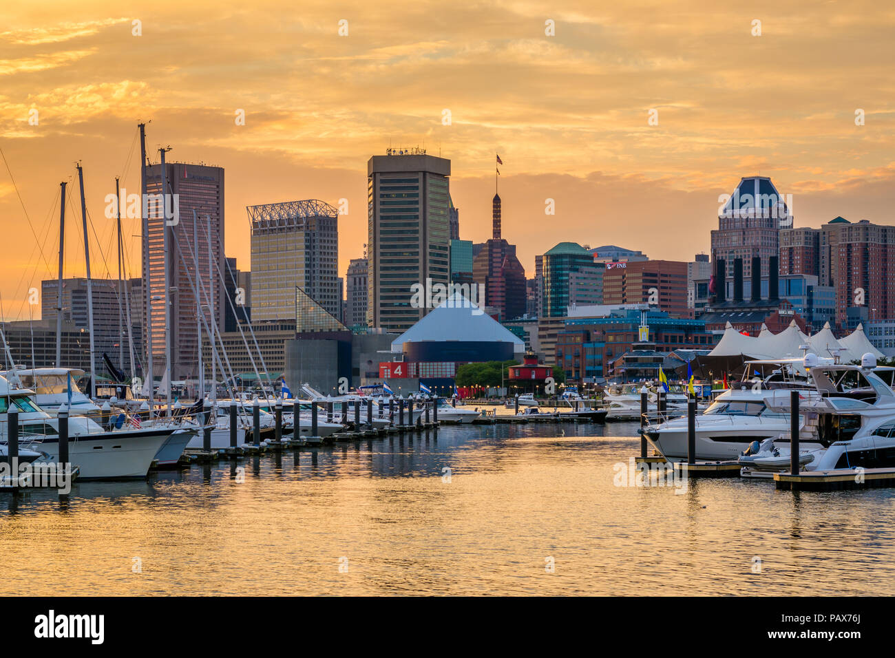 Baltimore Inner Harbor Sunset, in Baltimore, Maryland Stock Photo - Alamy