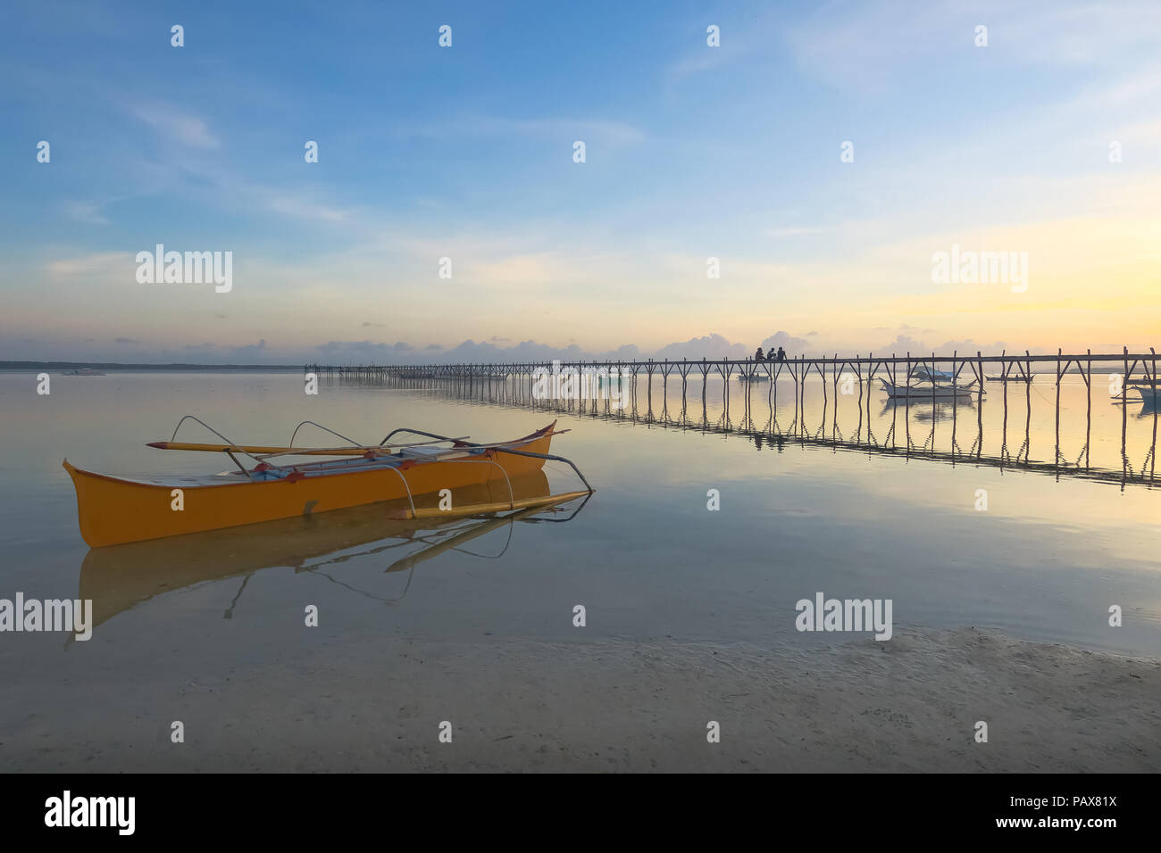 Yellow Wooden Fishing Boat & Island Pier at Low tide, with Perfect ...