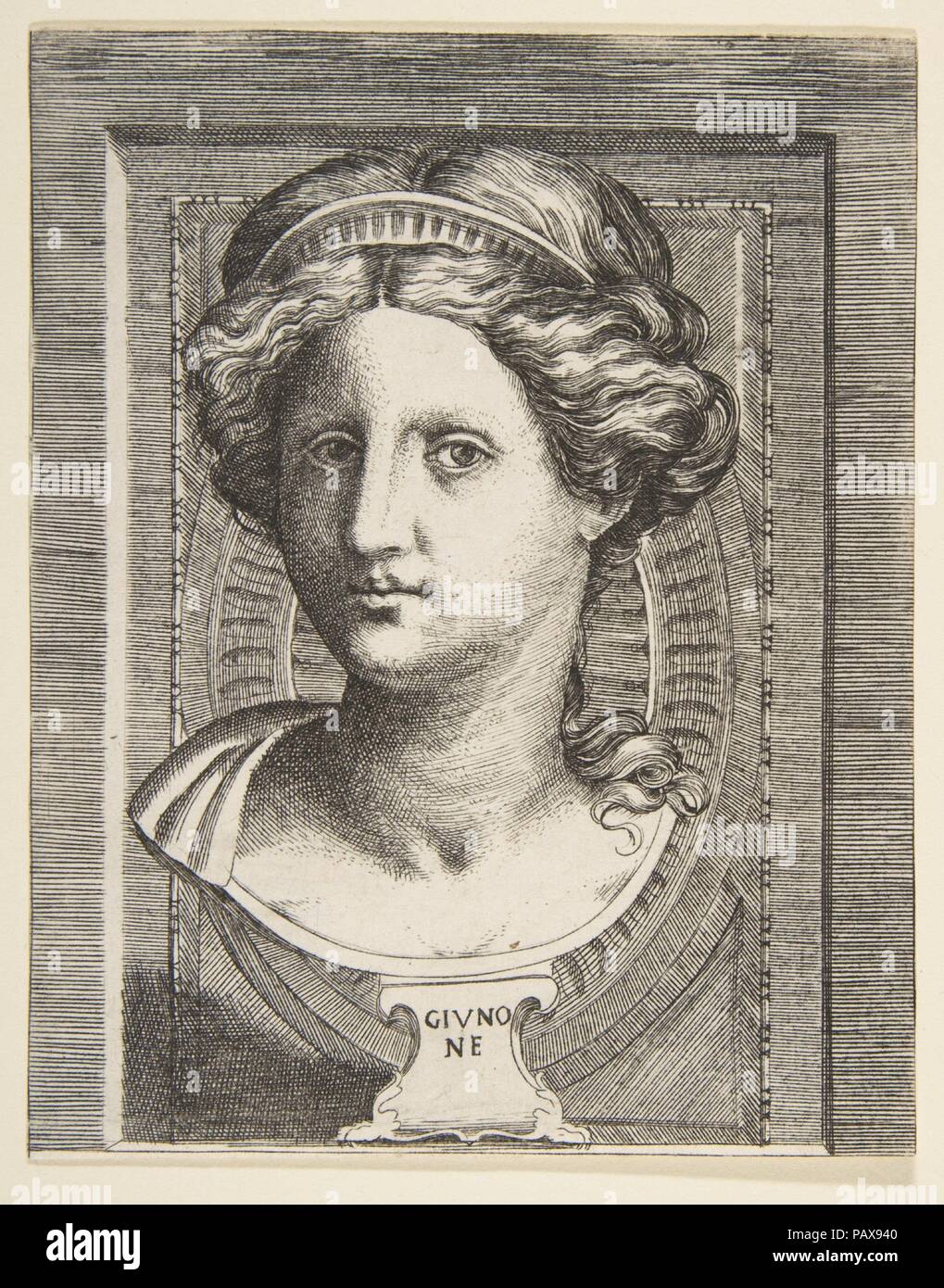 Sculpted head of Juno. Artist: Giulio Bonasone (Italian, active Rome ...