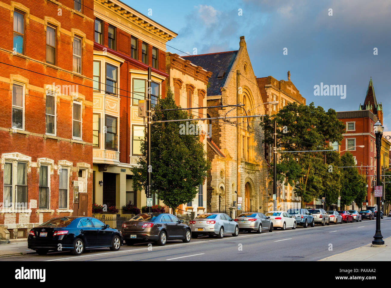 Historic buildings along Race Street in Over-The-Rhine, Cincinnati ...