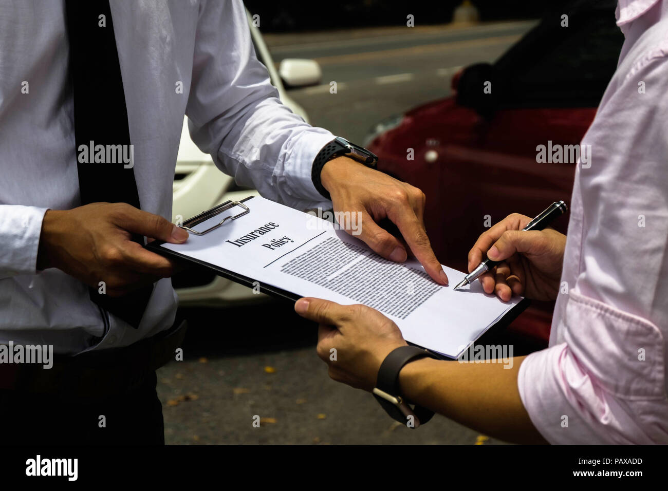 The insurance agent working claim process in payment on from parties ...