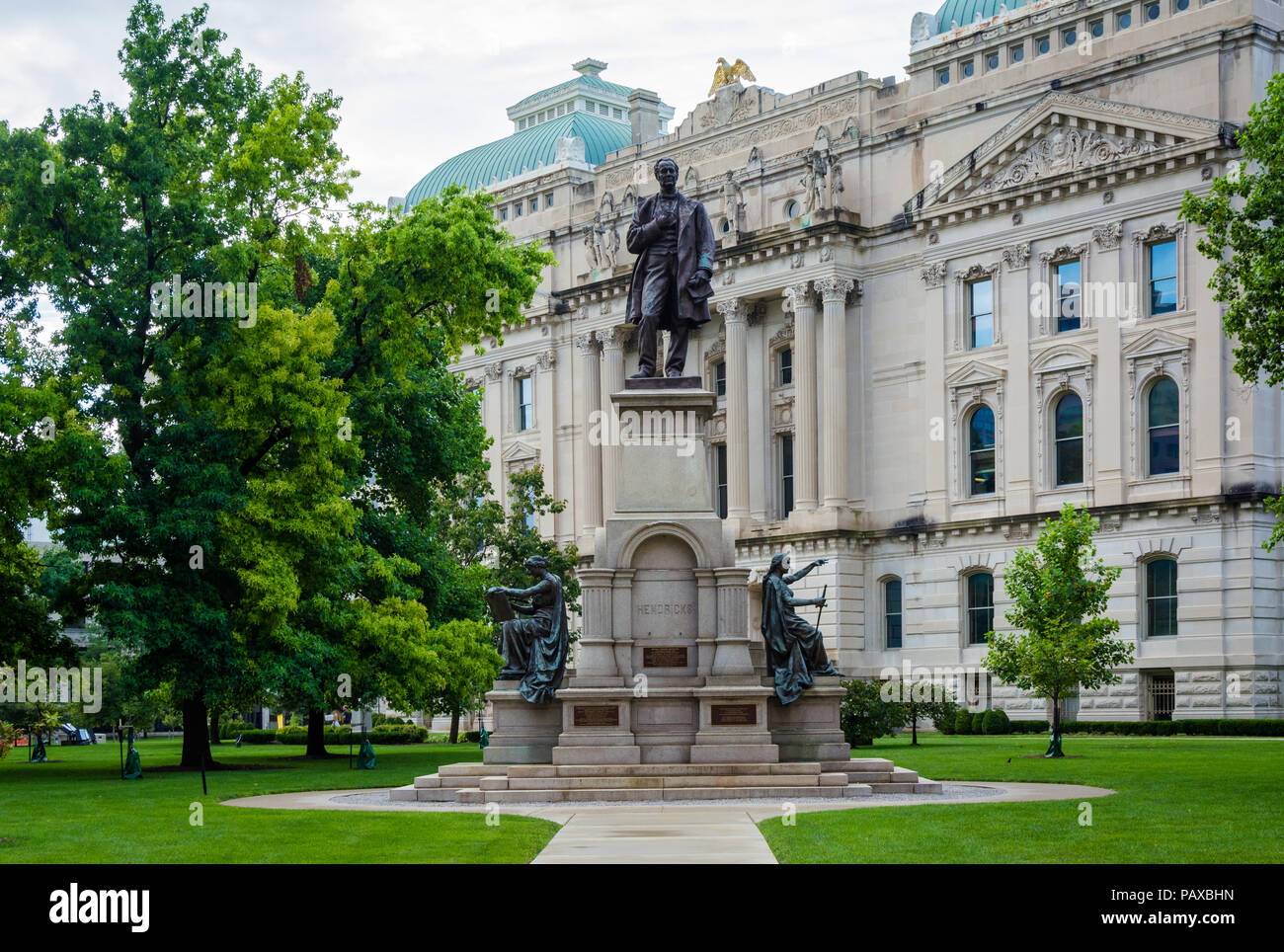 Memorial and the Indiana State House in Indianapolis, Indiana Stock ...