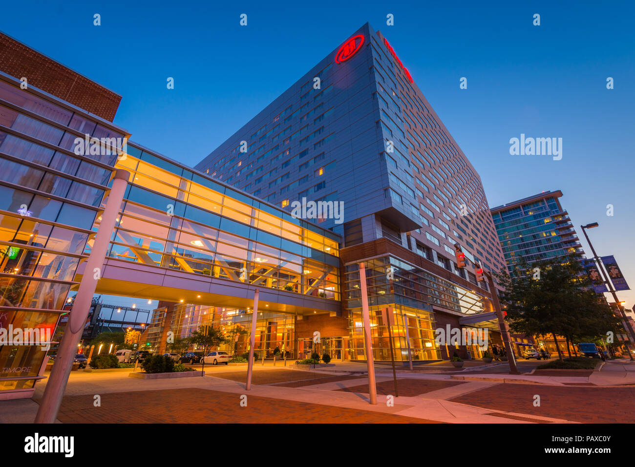 Modern buildings at night in downtown Baltimore, Maryland Stock Photo ...