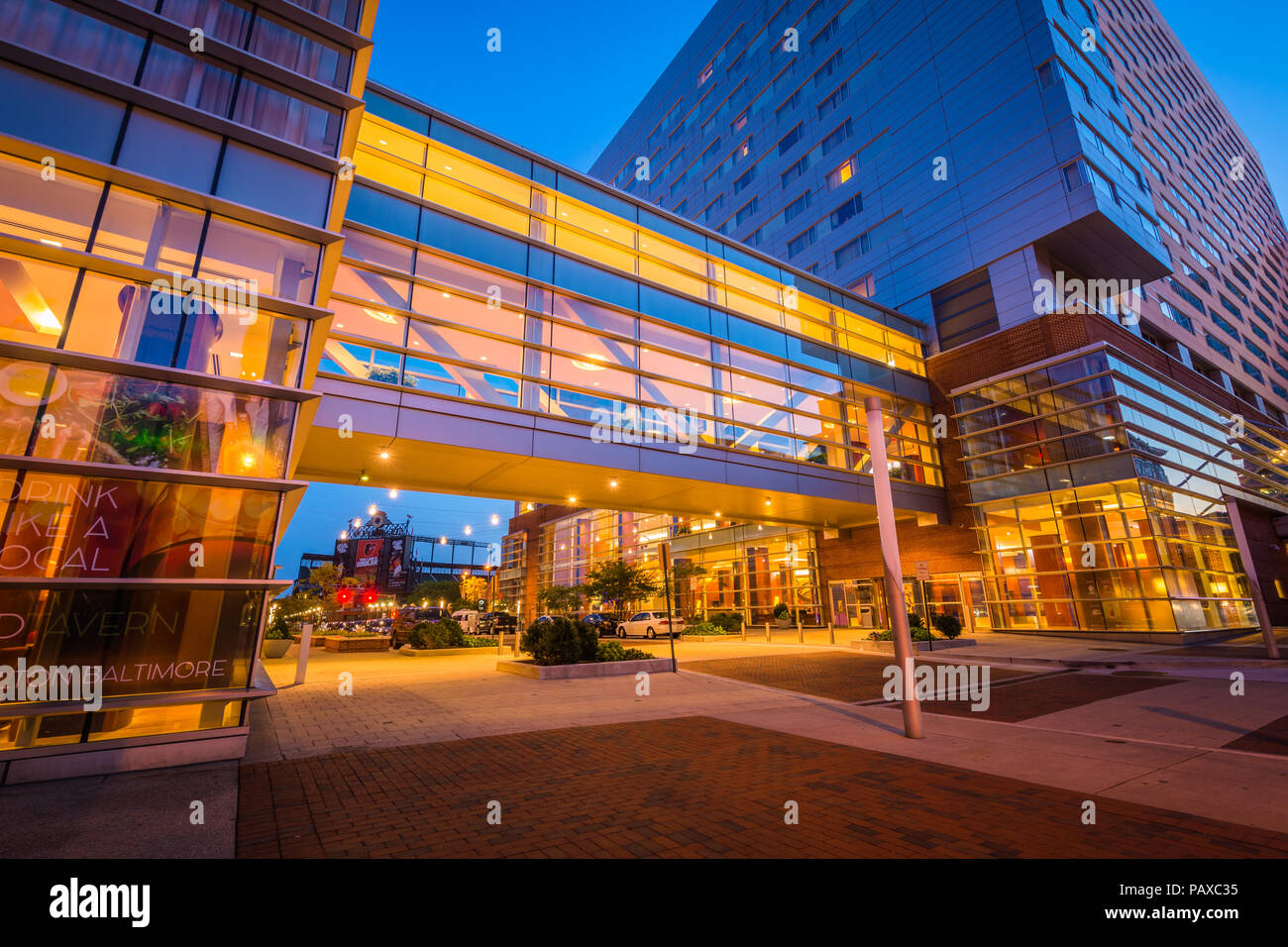 Modern buildings at night in downtown Baltimore, Maryland Stock Photo ...