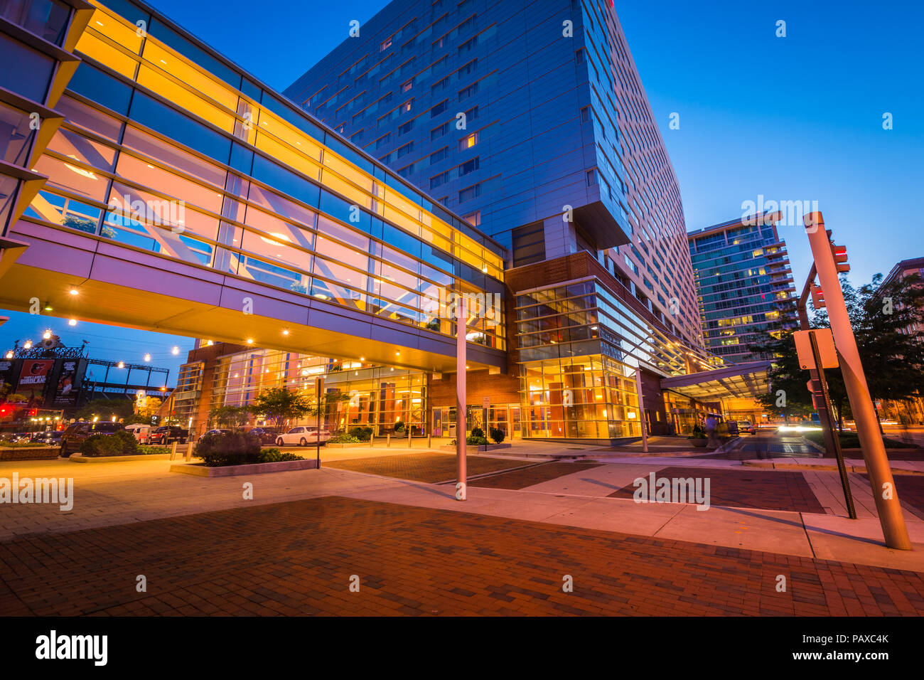 Modern buildings at night in downtown Baltimore, Maryland Stock Photo ...