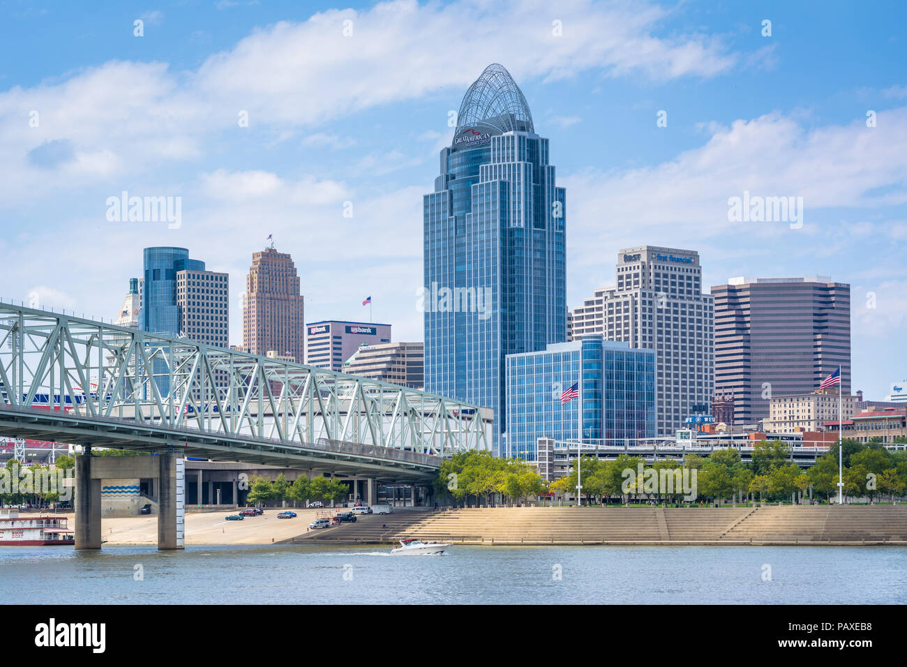 The Cincinnati skyline and Ohio River, seen from Newport, Kentucky ...