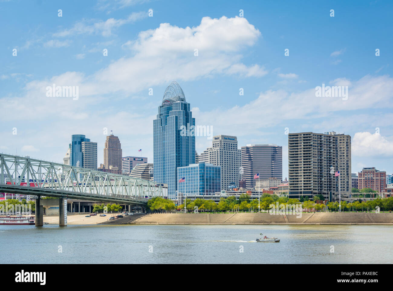 Downtown Cincinnati Skyline From Kentucky High Resolution Stock ...