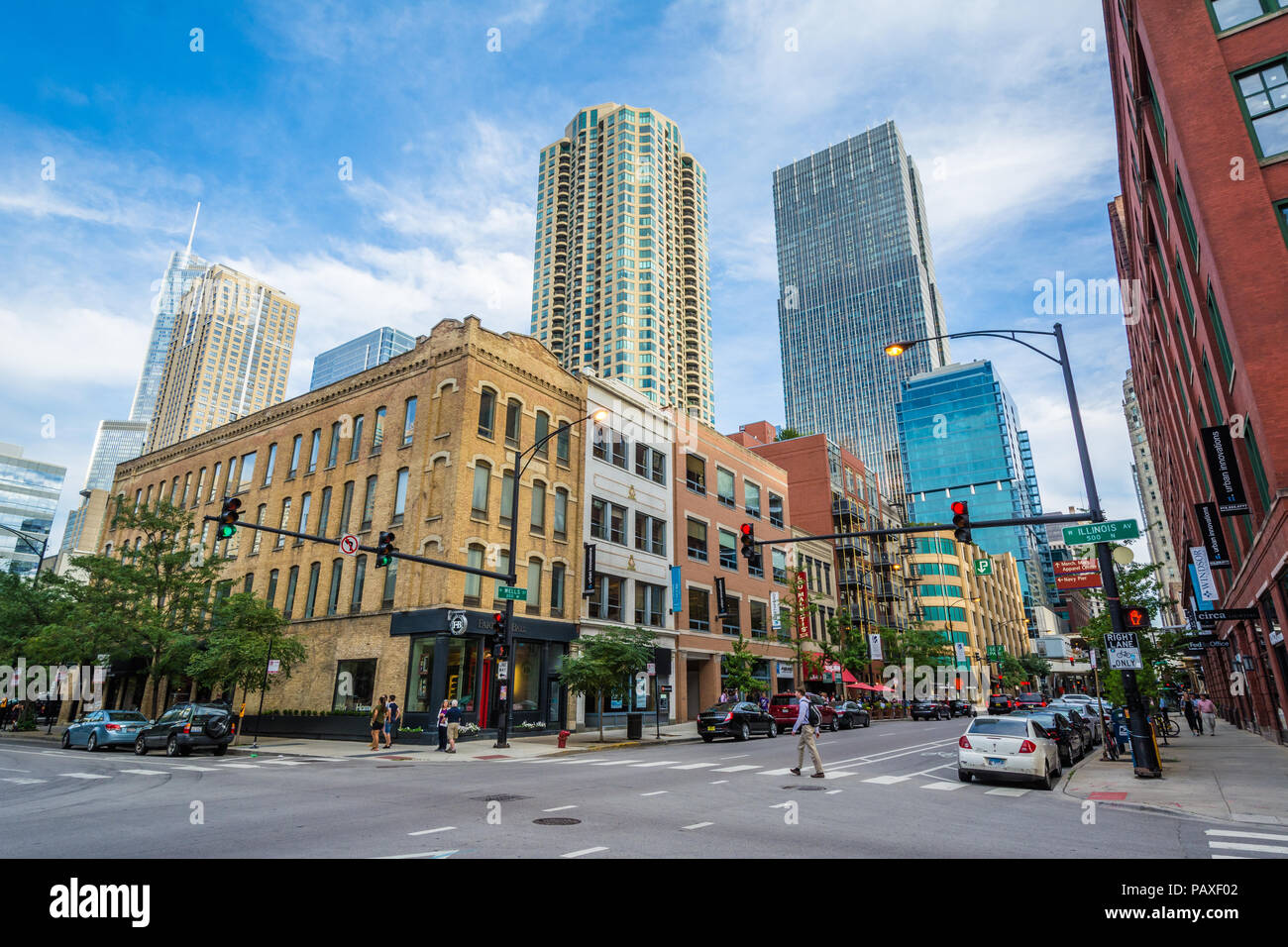 The intersection of Illinois Street and Wells Street in River North ...