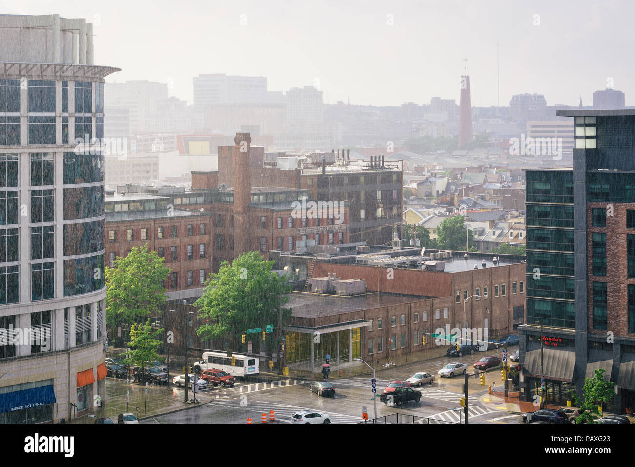 View of Harbor East in the rain, in Baltimore, Maryland Stock Photo - Alamy