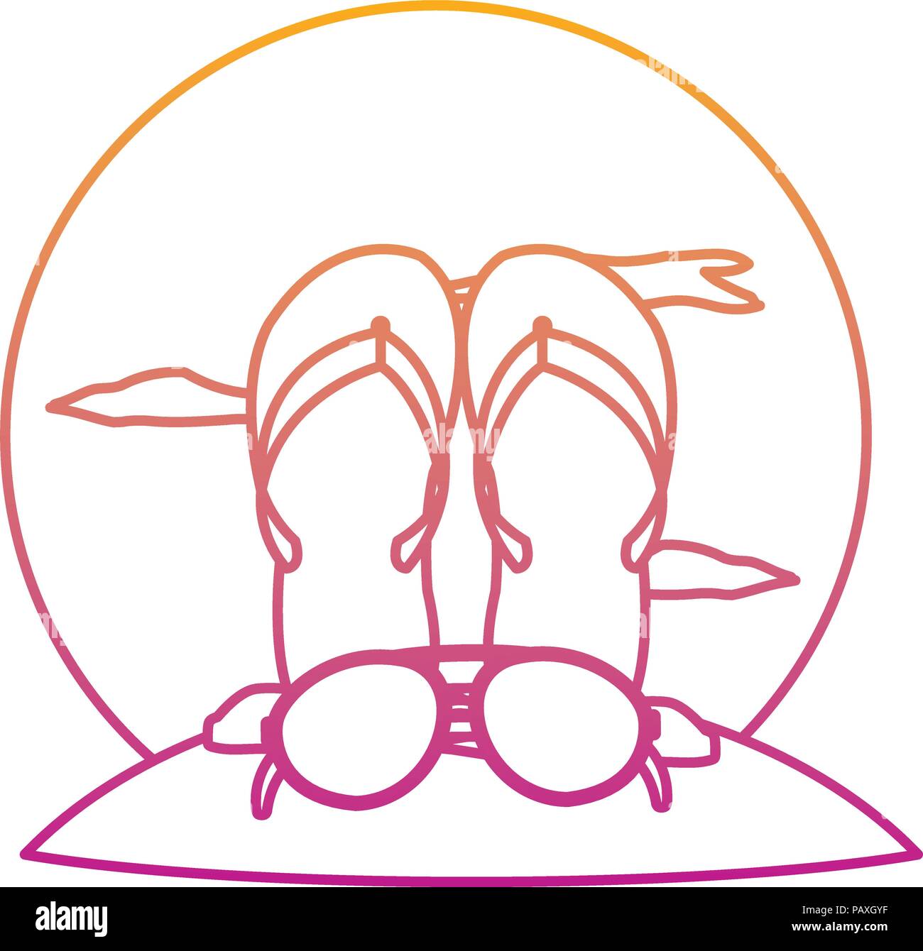 degraded line beach flip flop with fashion sunglasses Stock Vector ...