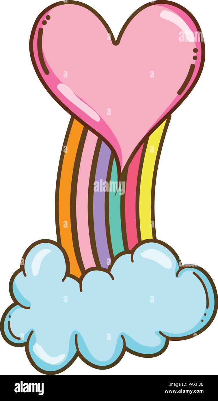 heart with nature rainbow and cloud style Stock Vector Image & Art - Alamy