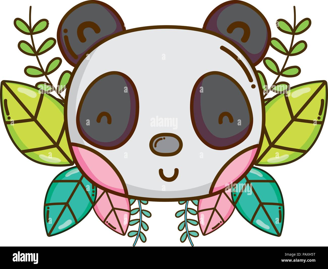 male panda head with exotic branches and leaves Stock Vector Image ...