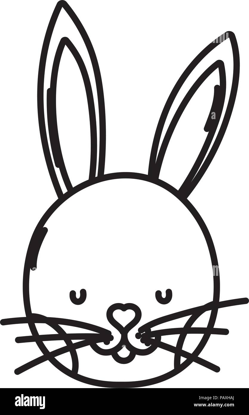 line cute rabbit head wild animal Stock Vector Image & Art - Alamy