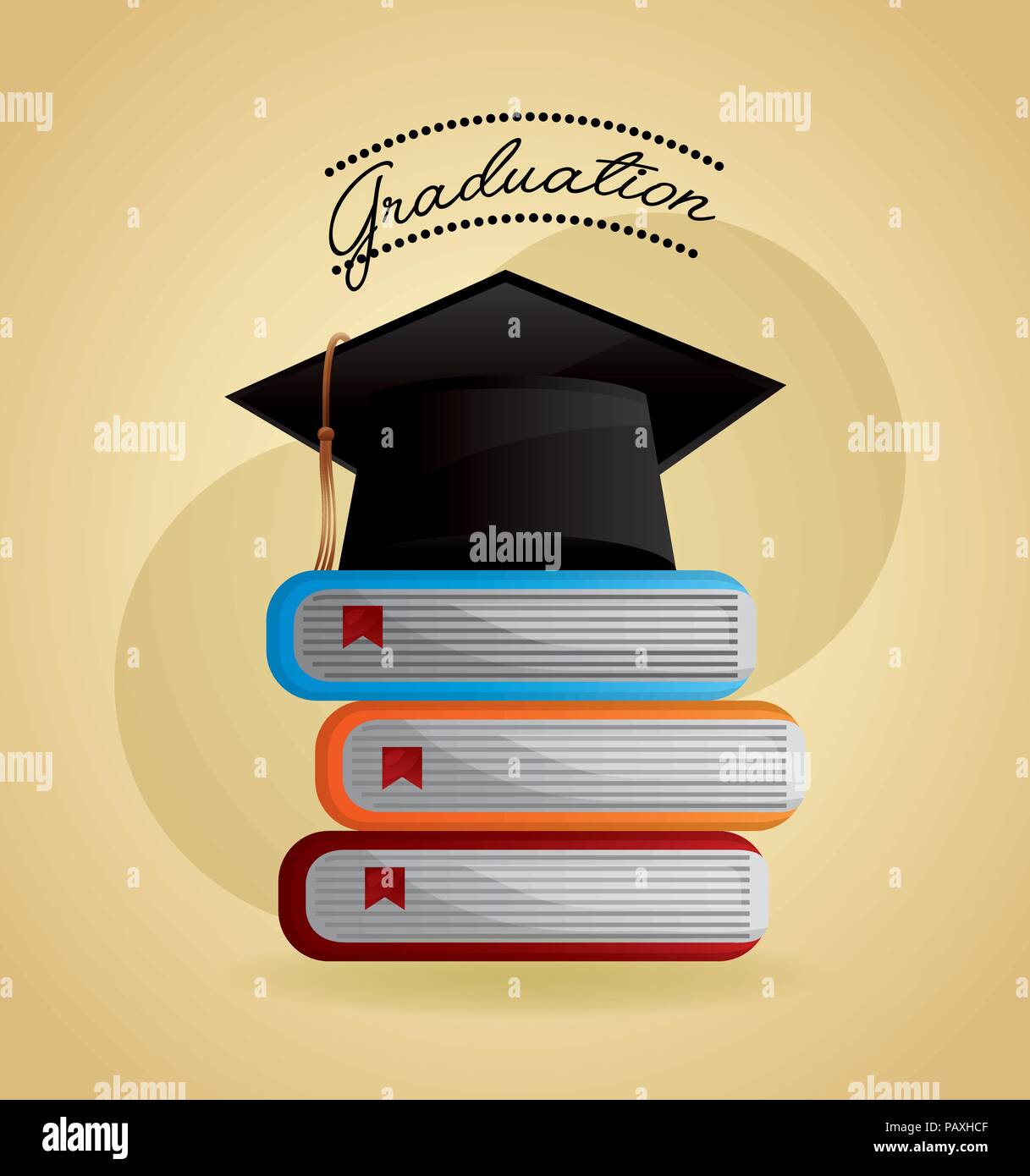 congratulations graduation hat and stacked books vector illustration ...