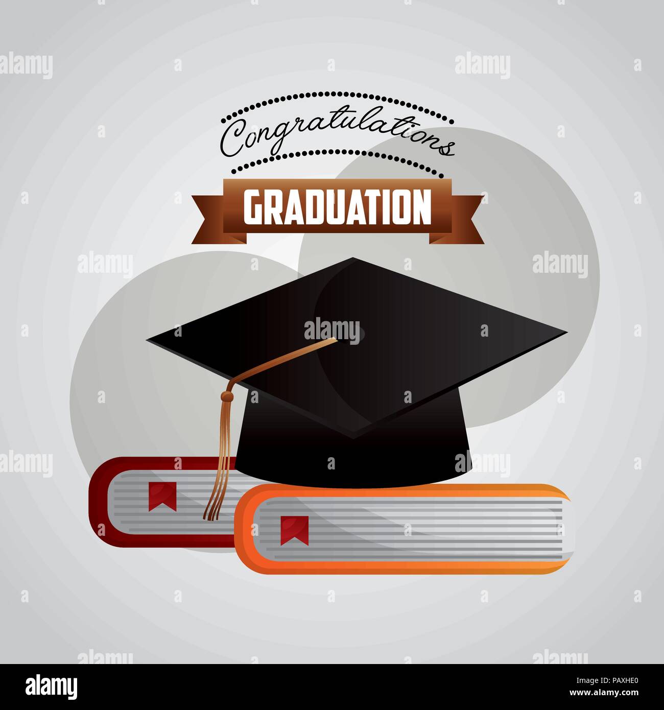 congratulations graduation hat on books literature vector illustration ...