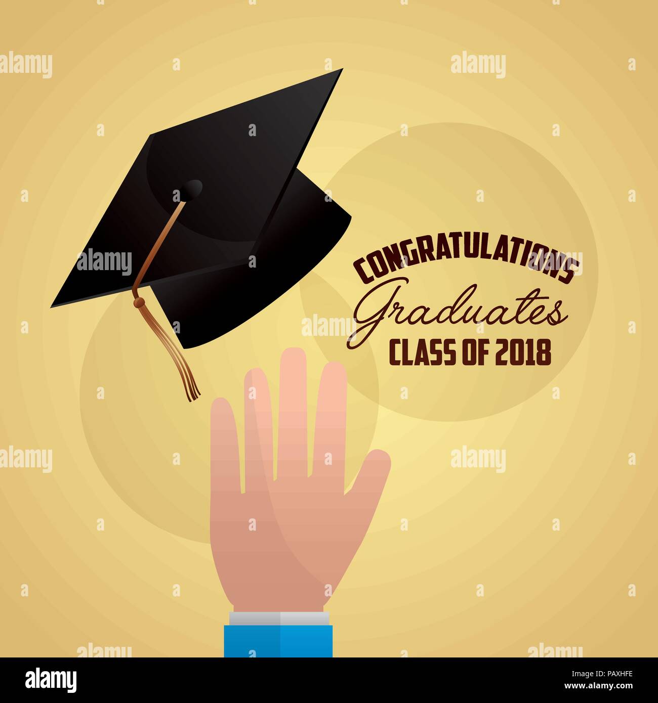 congratulations graduates class of 2018 hand with hat vector ...