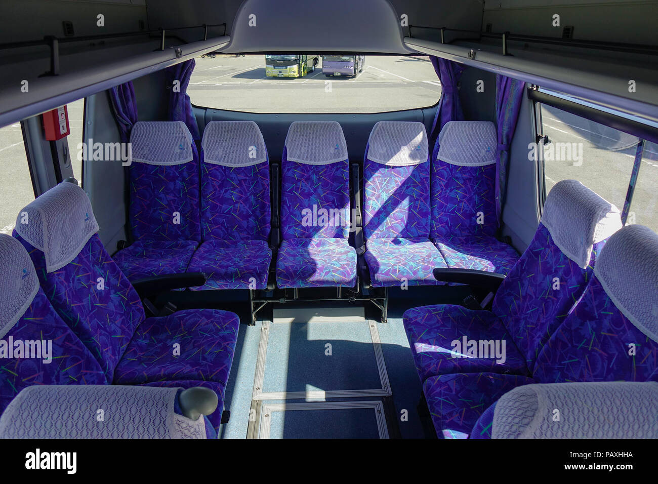 Matsusaka, Japan - Mar 18, 2018. Interior of the long-distance bus for ...