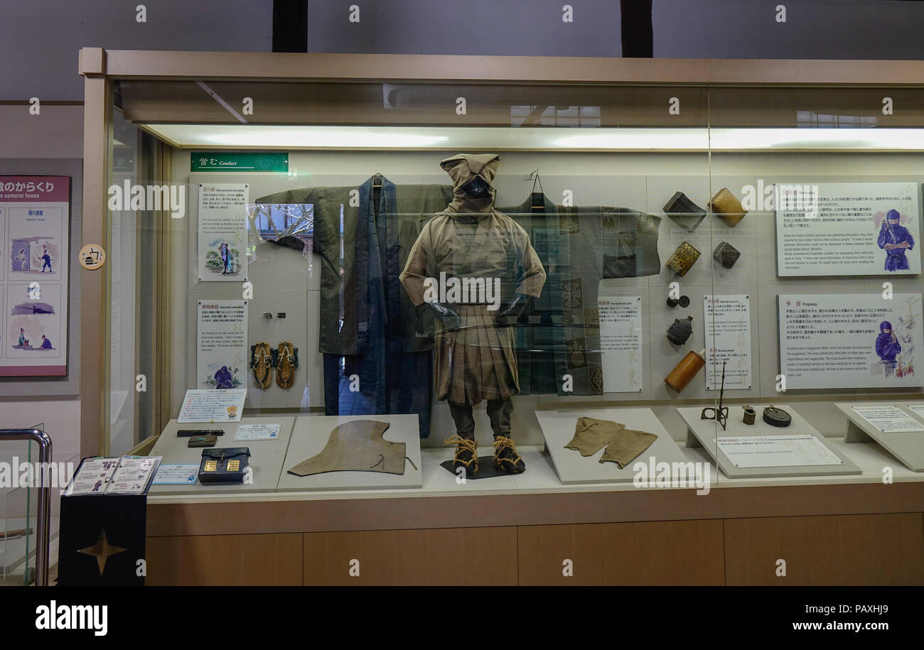 Nagoya, Japan - Mar 17, 2018. Objects on display at Ninja Museum in ...
