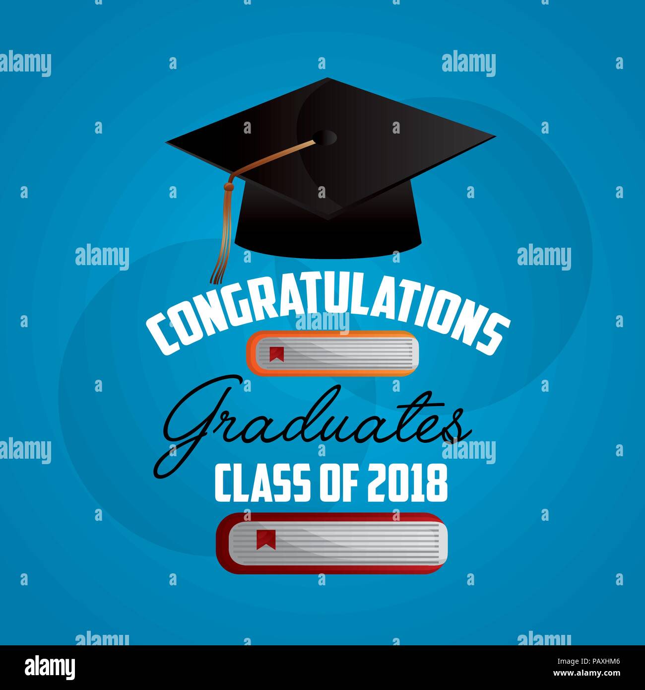 congratulations graduates class of 2018 hat and school books vector ...