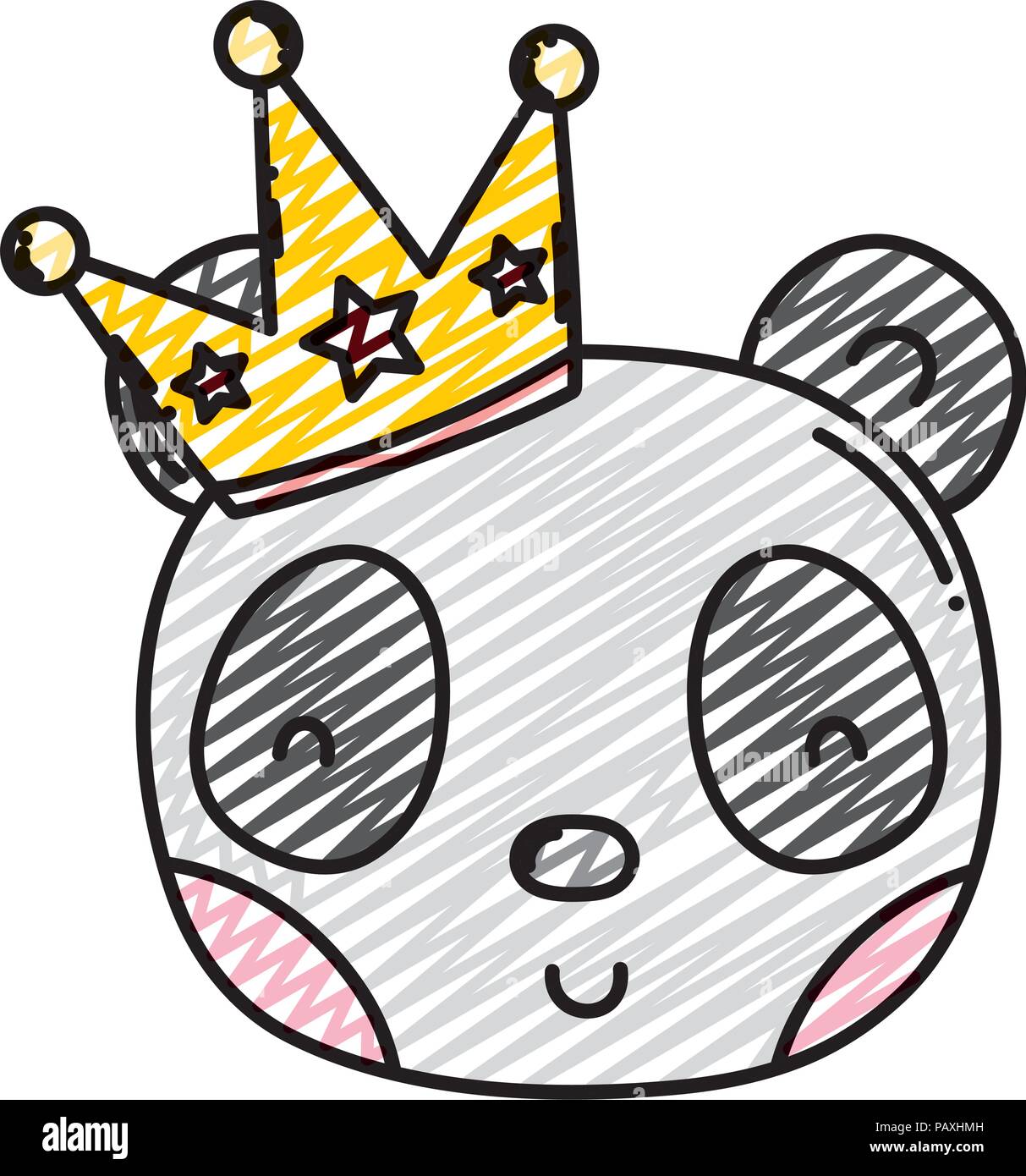 doodle male panda head with luxury crown Stock Vector Image & Art - Alamy