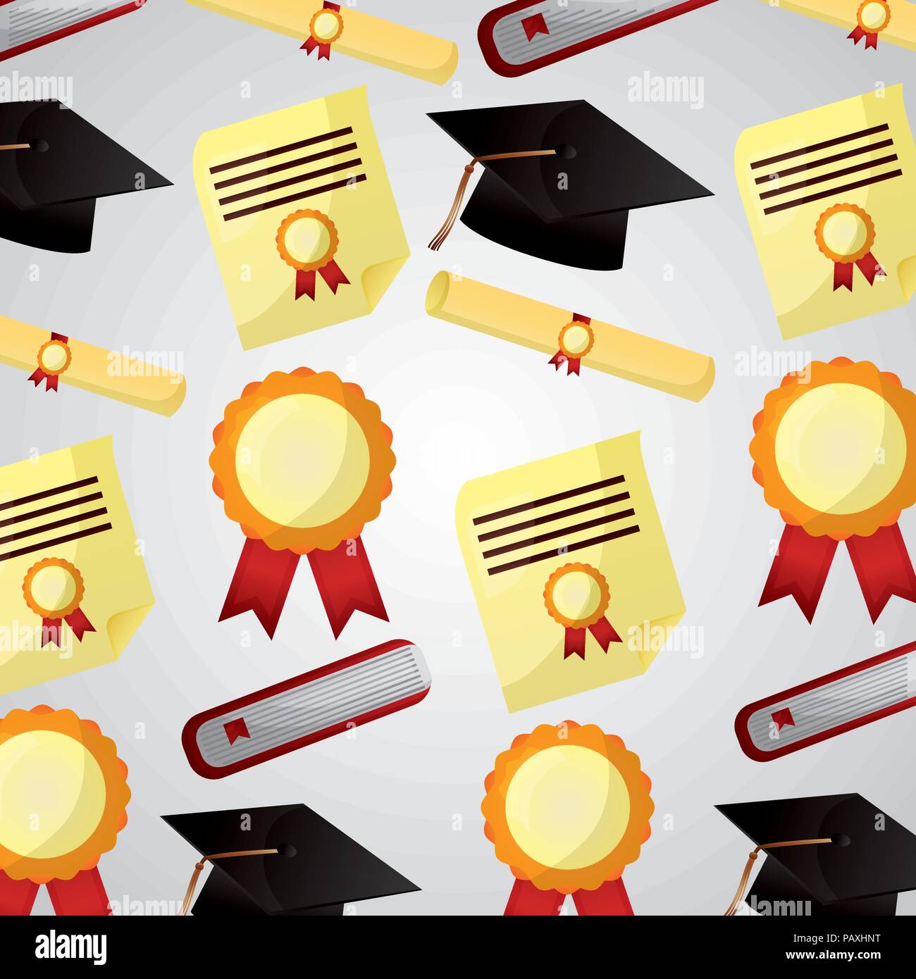 congratulations graduation hat medal rosette book pattern vector ...