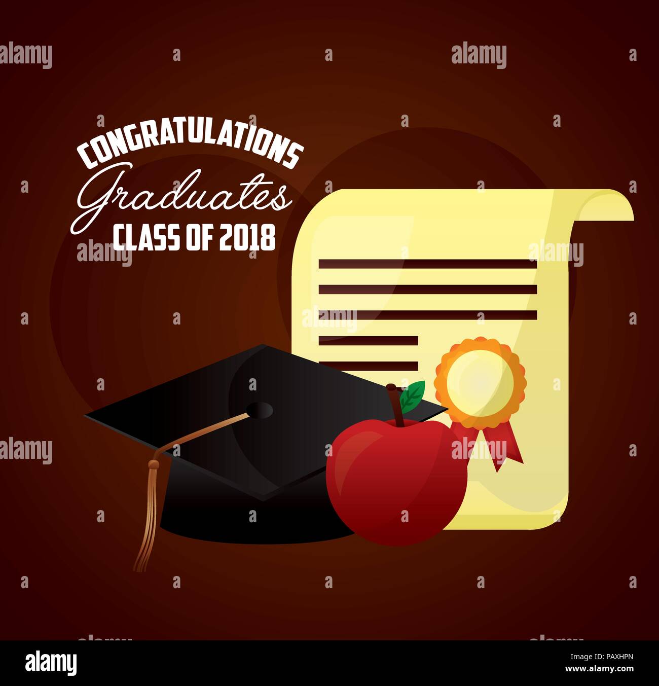 congratulations graduates class of 2018 certificate hat and apple ...