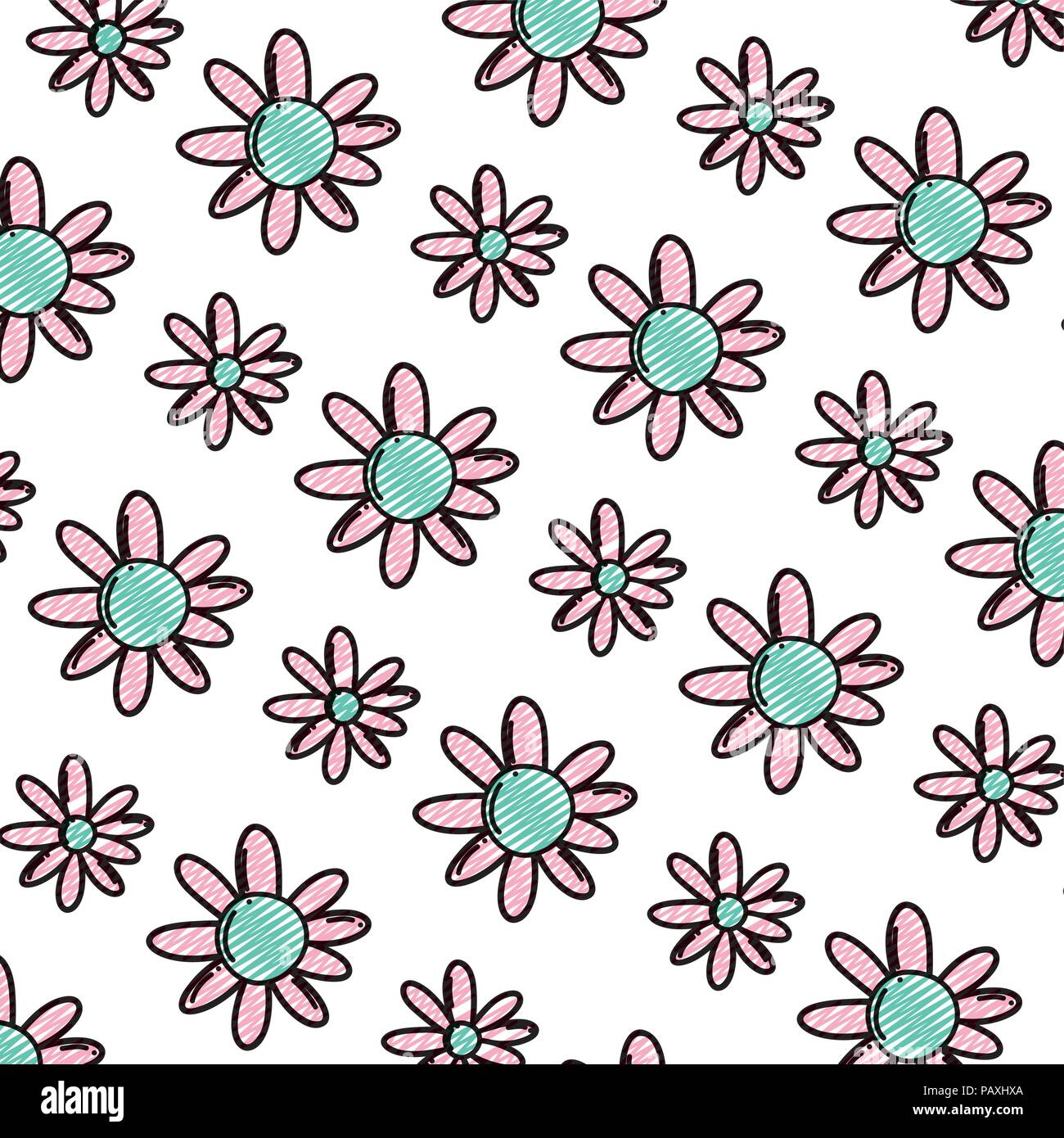 doodle cute tropical flower with petals background Stock Vector Image ...