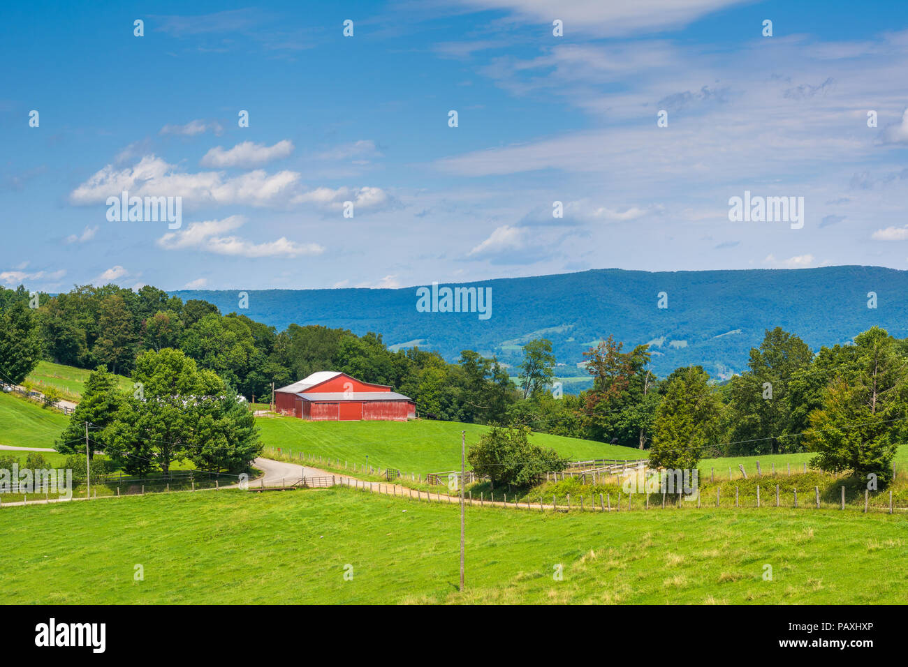 View of farms in the rural Potomac Highlands of West Virginia Stock ...