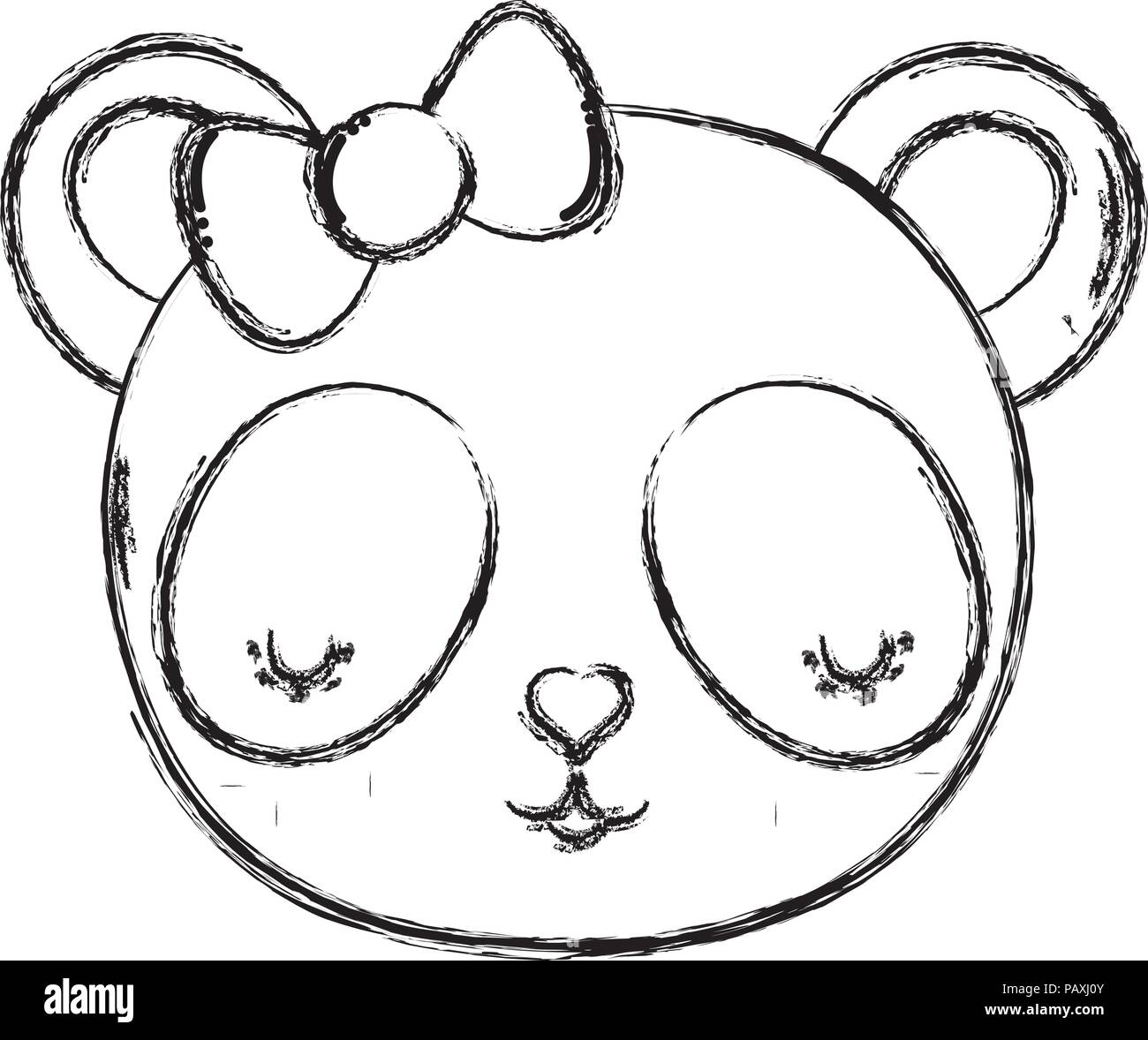 grunge cute panda head with ribbon bow Stock Vector Image & Art - Alamy