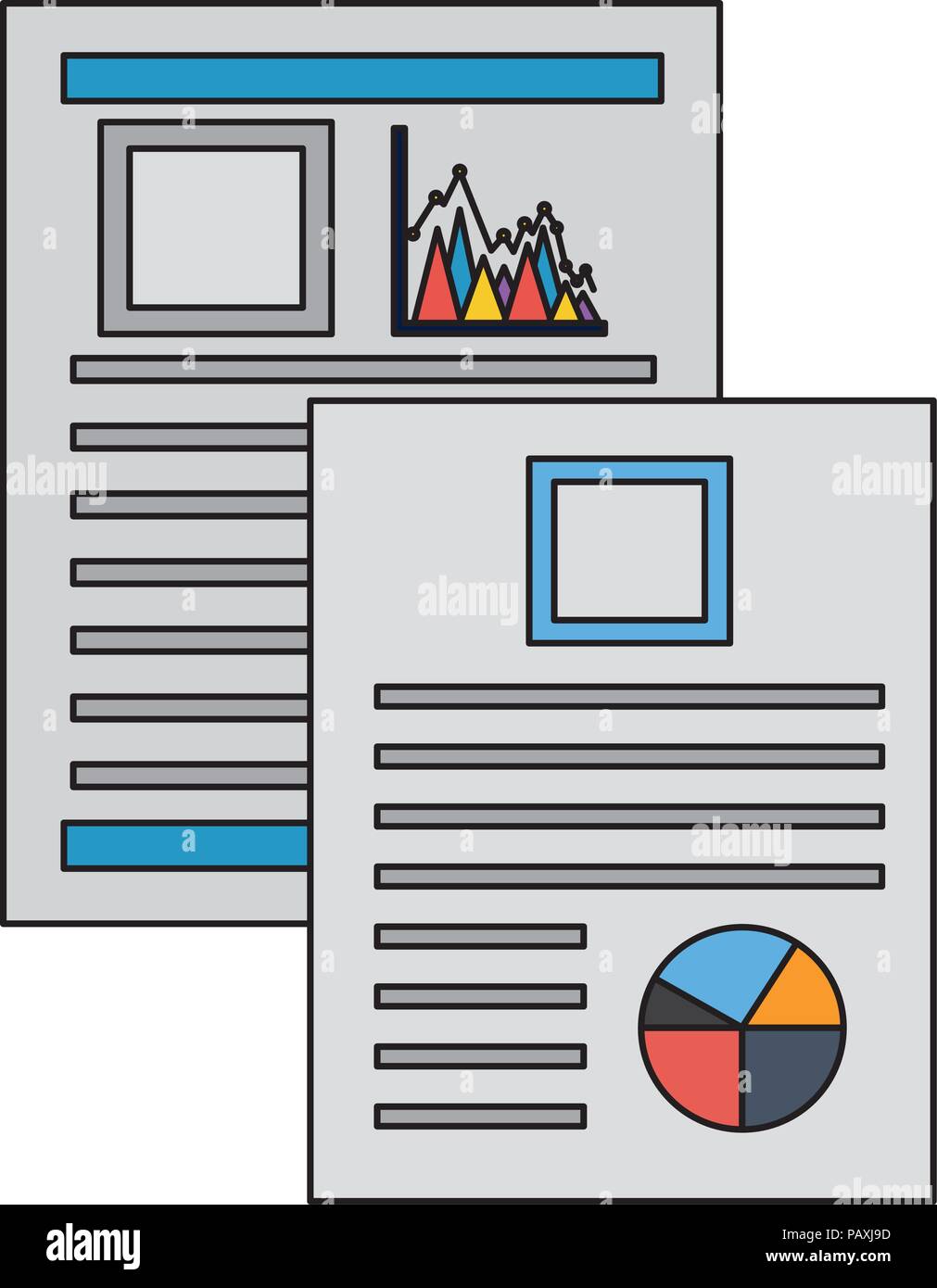 documents files with statistics graphics vector illustration design ...