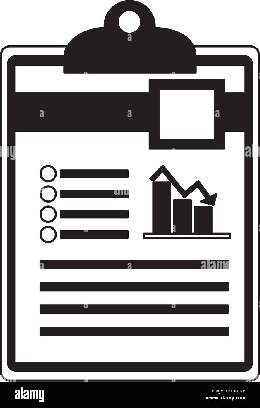 checklist with document file and statistics bars graphic vector ...