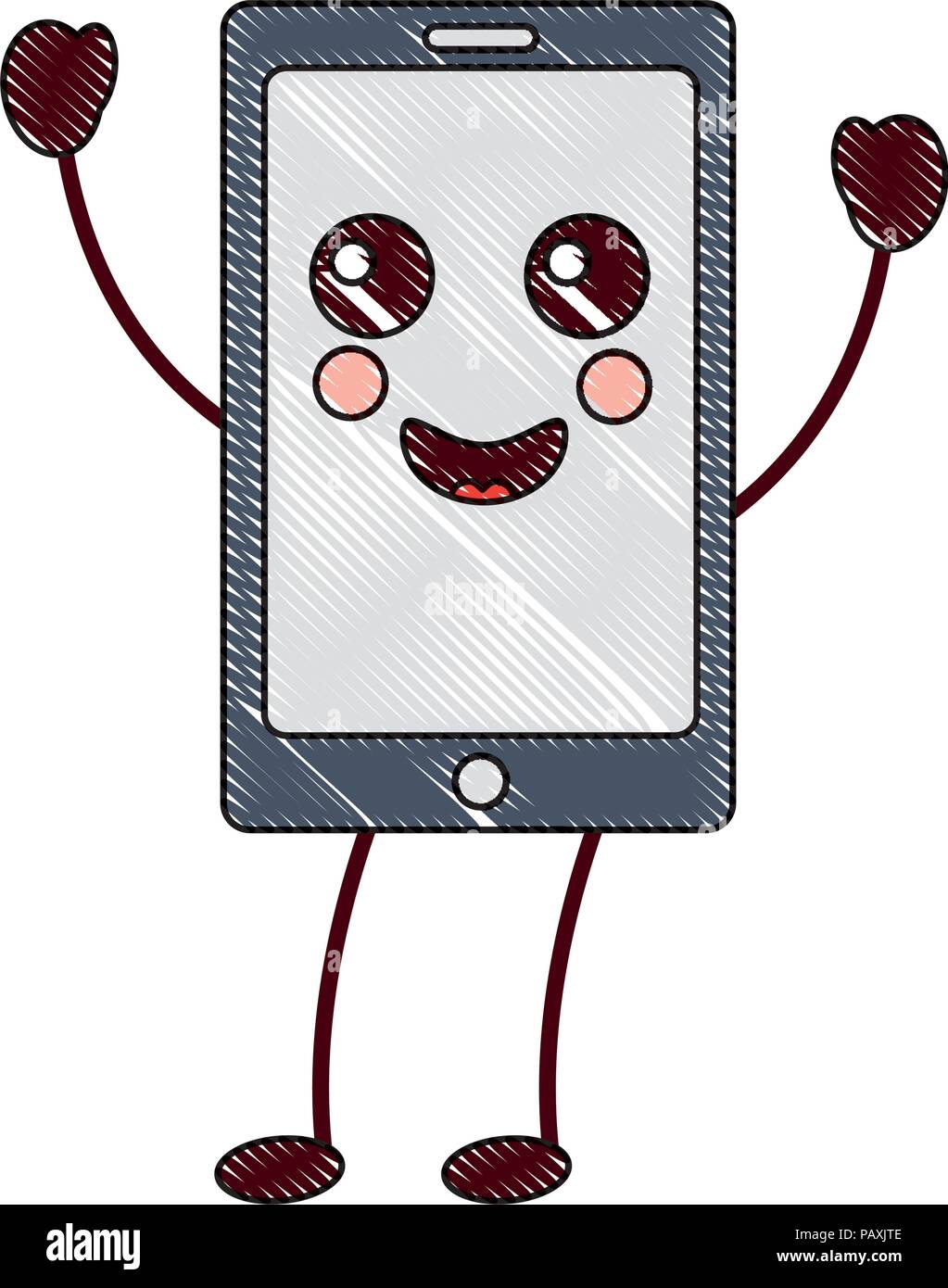 smartphone device with smile kawaii character vector illustration ...