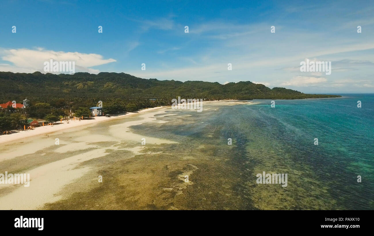 Aerial view of tropical beach on the island Bohol, Anda area ...