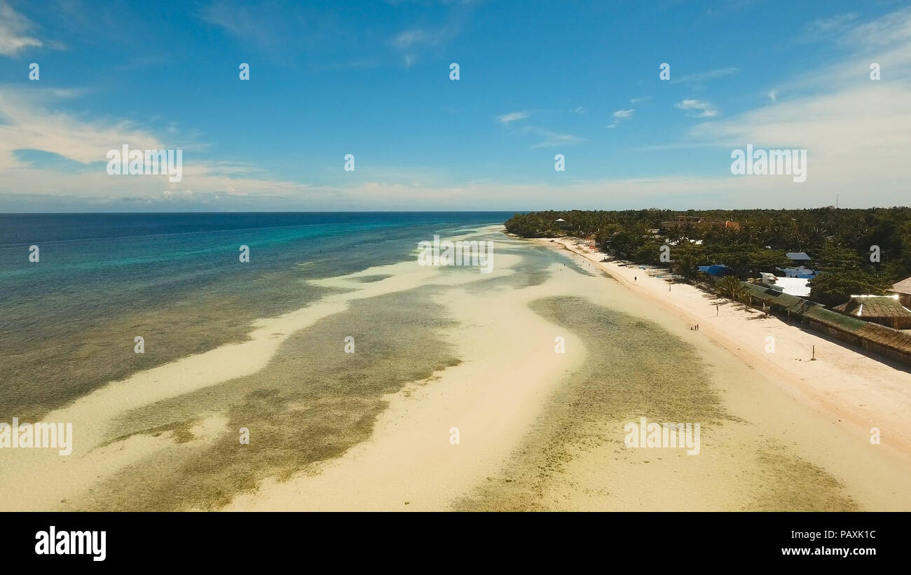 Aerial view of tropical beach on the island Bohol, Anda area ...